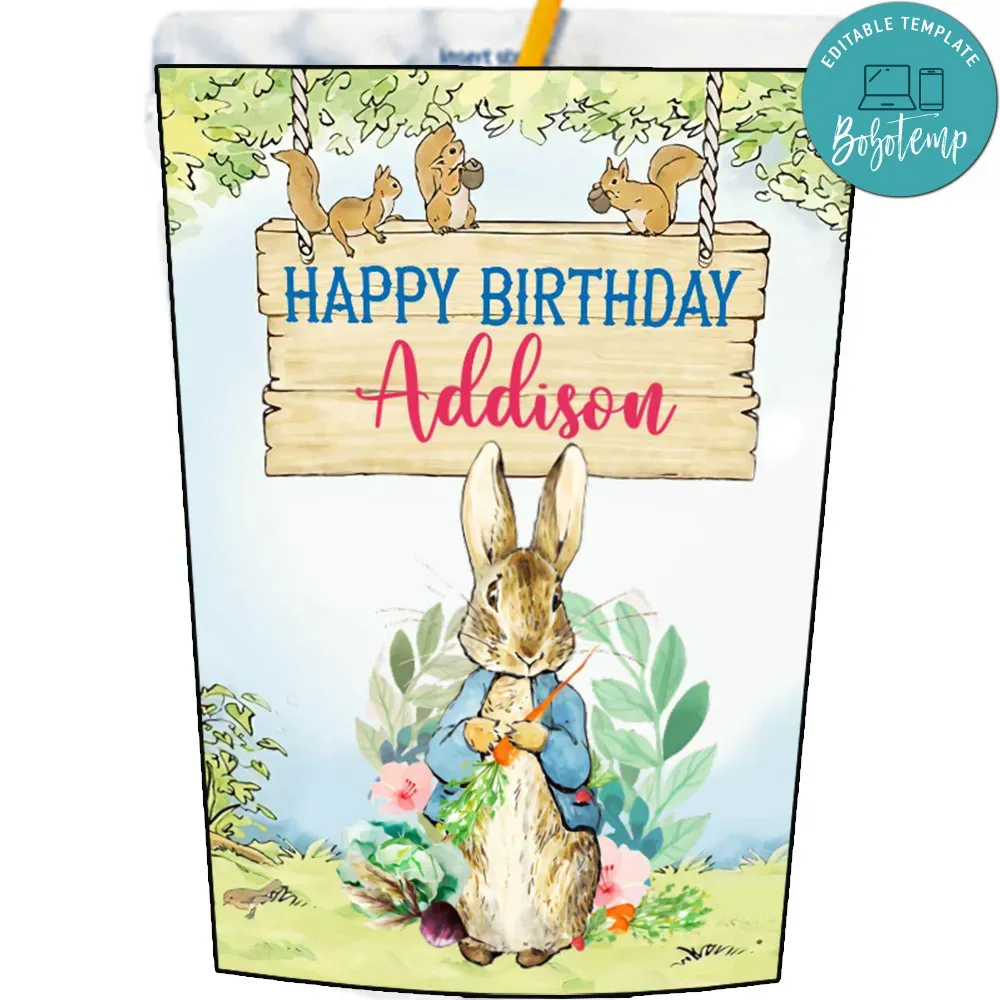 Peter Rabbit Capri Sun Labels Digital File Printable | Bobotemp