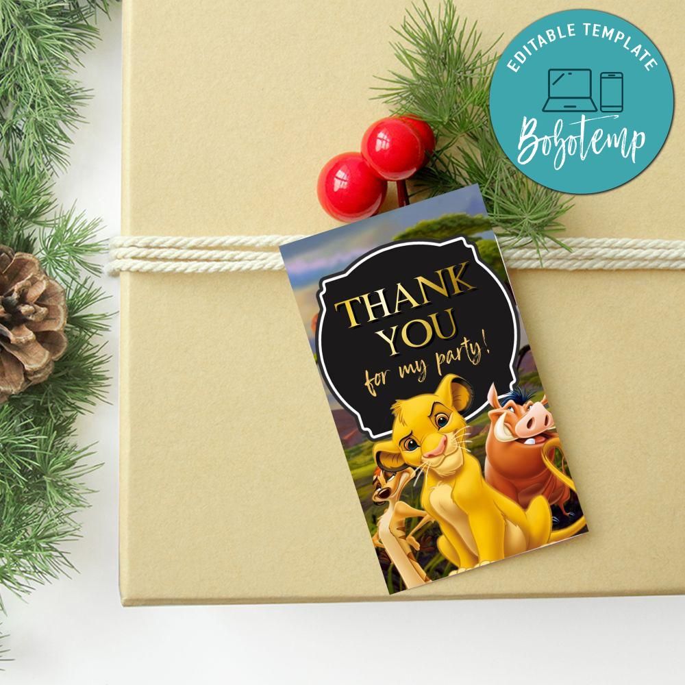 Simba Lion King Party Favor Tag Printable Instant Download | Bobotemp