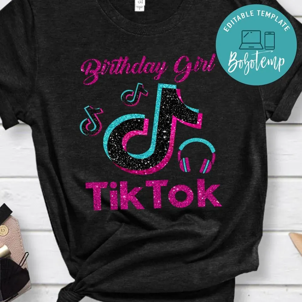 Tiktok Birthday Girl Music PNG File Template Createpartylabels