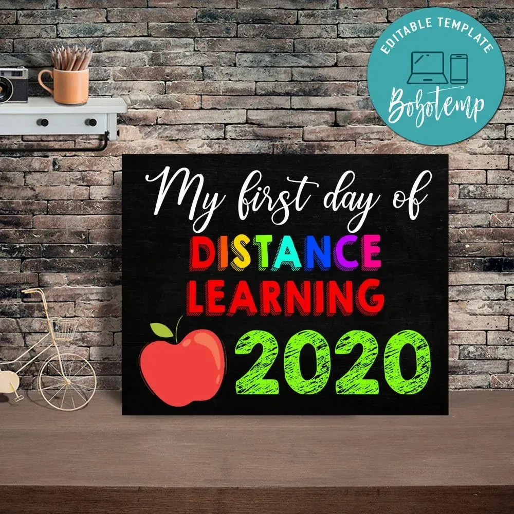 My First Day of Distance Learning Sign Printable Instant Download ...
