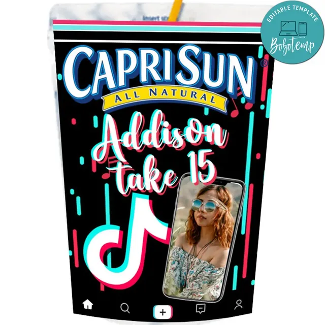 Paper, Party & Kids Tik Tok Capri Sun labels digital labels printable ...
