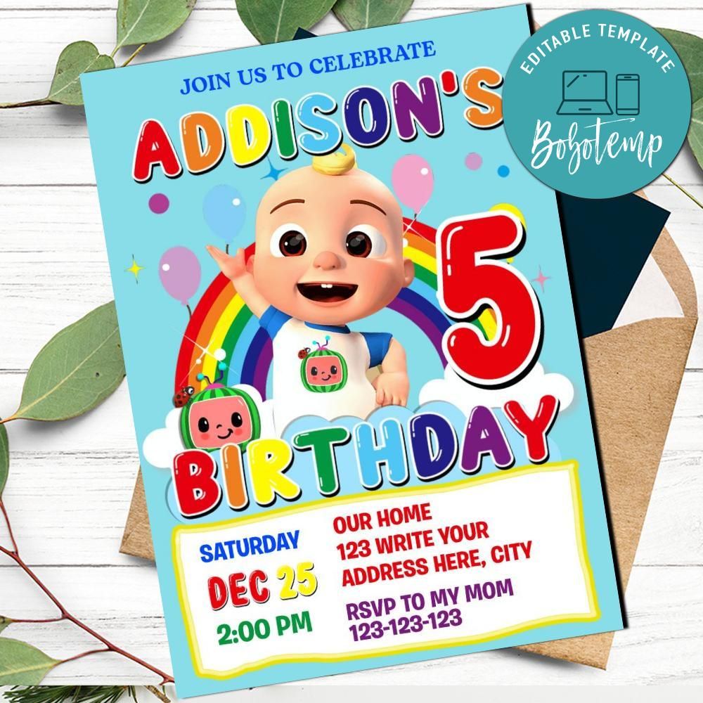 Cocomelon Invitation Template Free Editable Cocomelon Birthday 