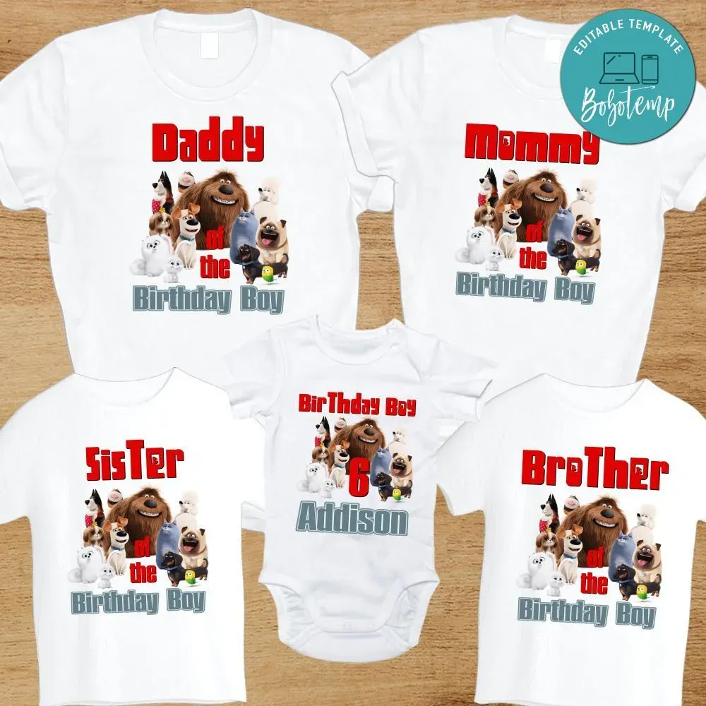 Custom The Secret Life of Pets Inspired Birthday Party Shirt | Bobotemp
