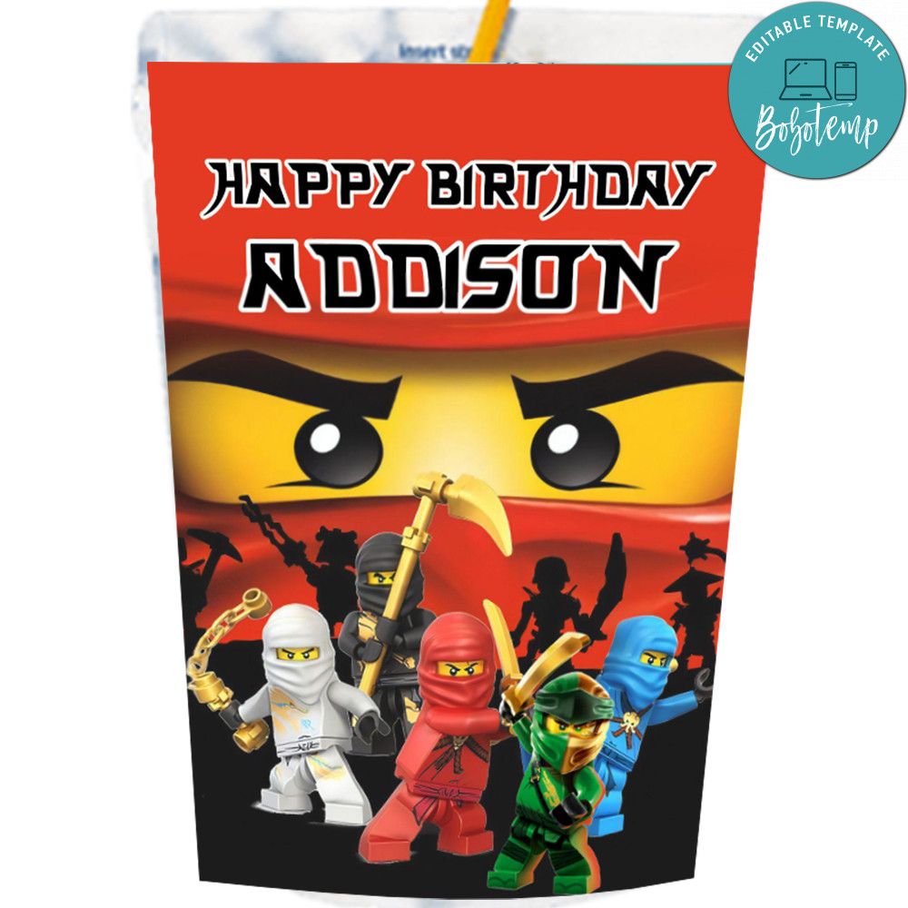 Ninjago Capri Sun Labels Digital File Printable | Bobotemp