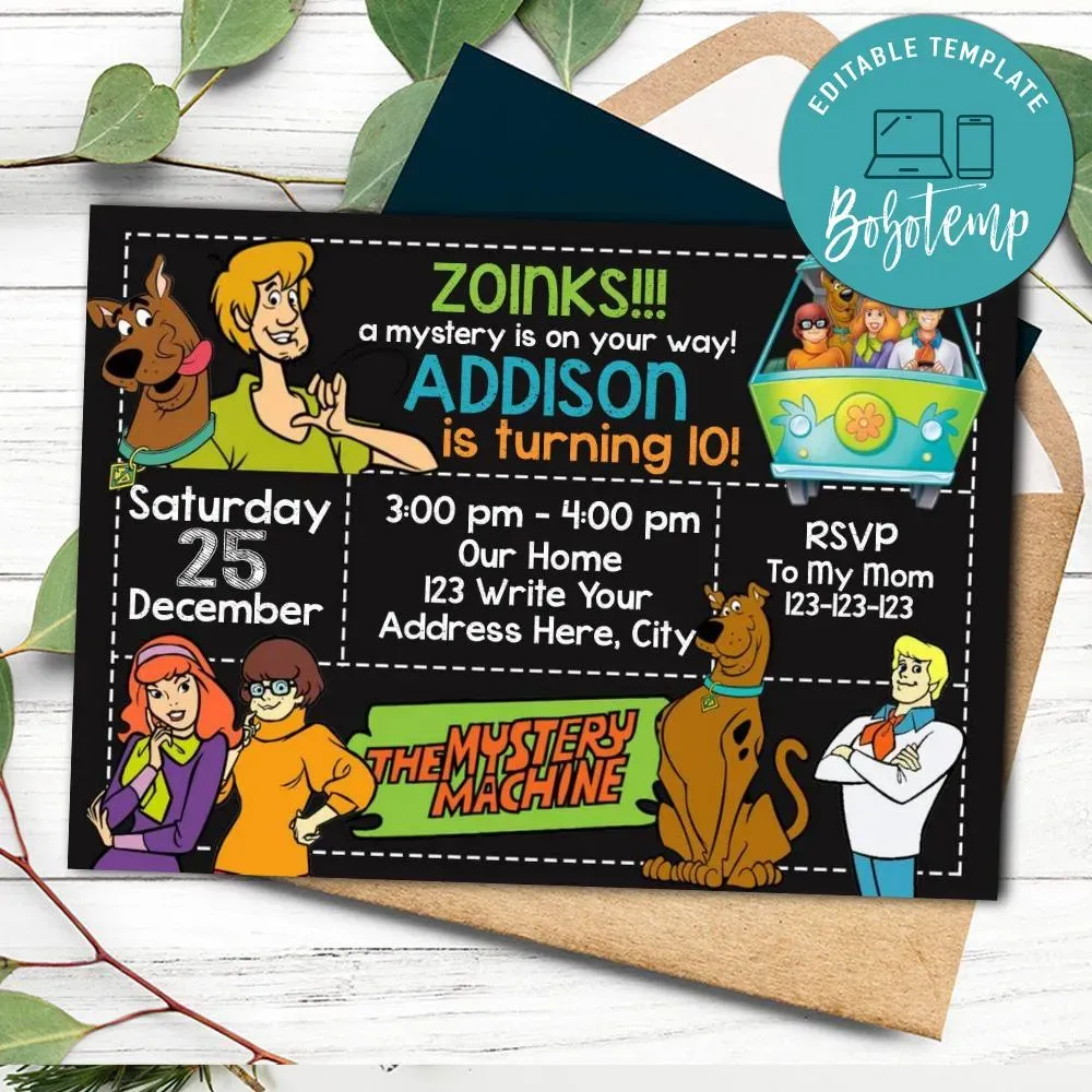 Scooby Doo Birthday Flyer Printable Instant Download | Bobotemp