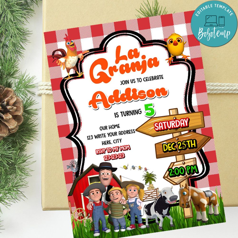 La Granja De Zen n Birthday Invitation Customizable Template Bobotemp