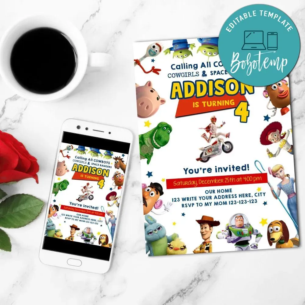 Toy Story 4 Invitation Customizable Template Instant Download | Bobotemp