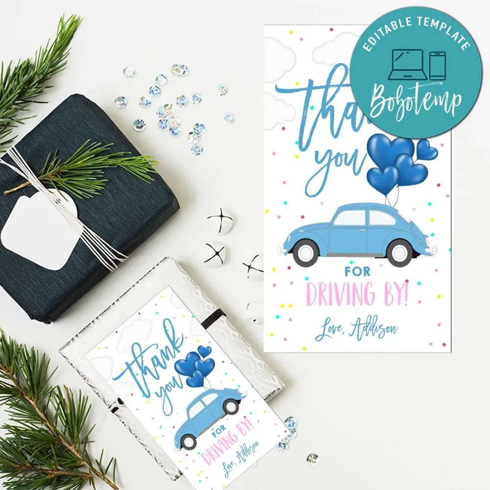 Printable Drive By Party Parade Favor Tag Instant Download | Bobotemp