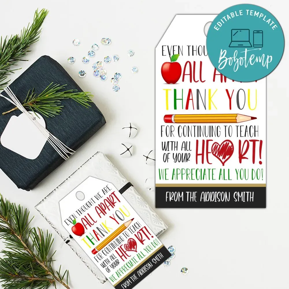 Virtual Teacher Appreciation Week Gift Tag Printable DIY | Bobotemp