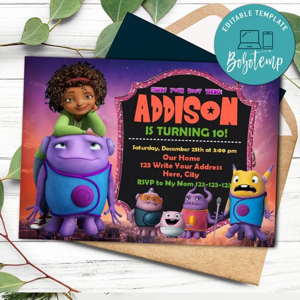 Boov Invitation Template to Print at Home | Bobotemp