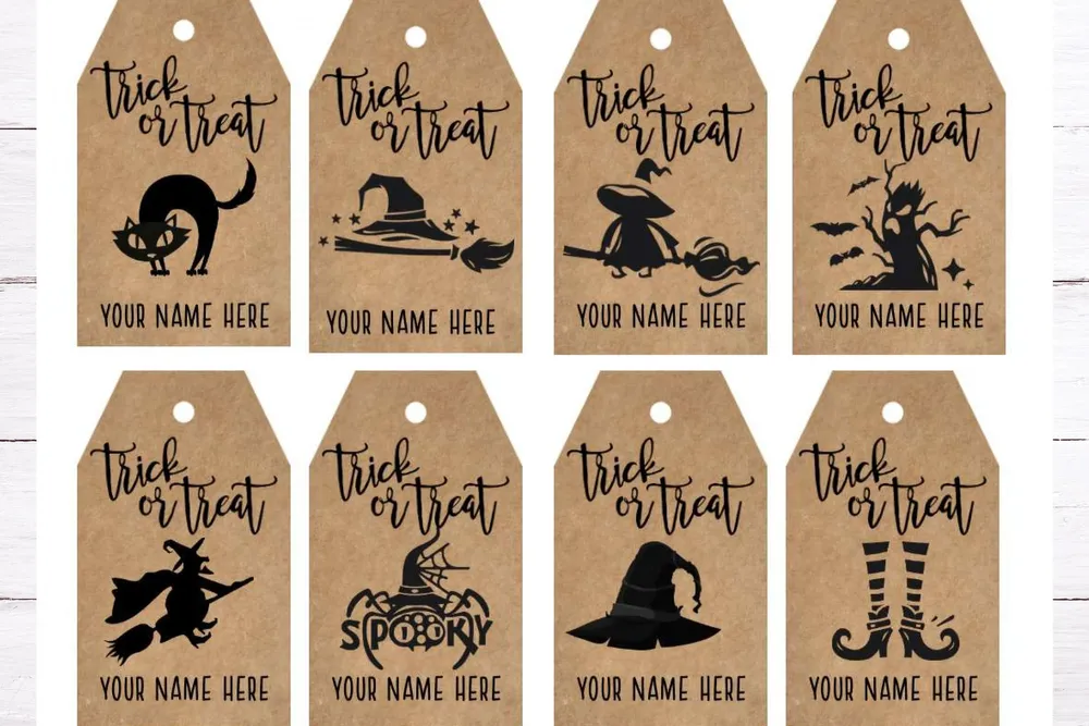 Halloween Tags, Trick Or Treat Candy Treat Bag Tags DIY | Bobotemp
