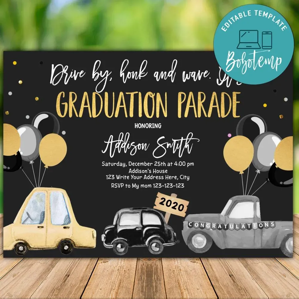 Printable Drive By Graduate Class of 2020 Invitation DIY | Bobotemp