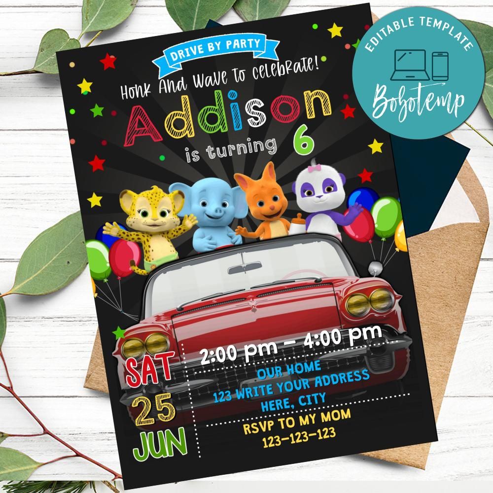 Word Party Drive By Birthday Parade Invitation DIY | Bobotemp
