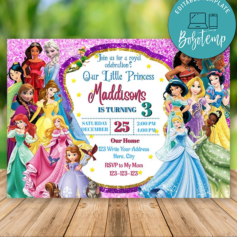 Disney Princess Invitations Templates Free