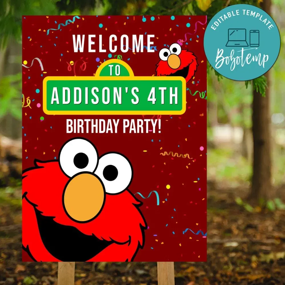 Printable Elmo Birthday Yard Sign Instant Download | Bobotemp