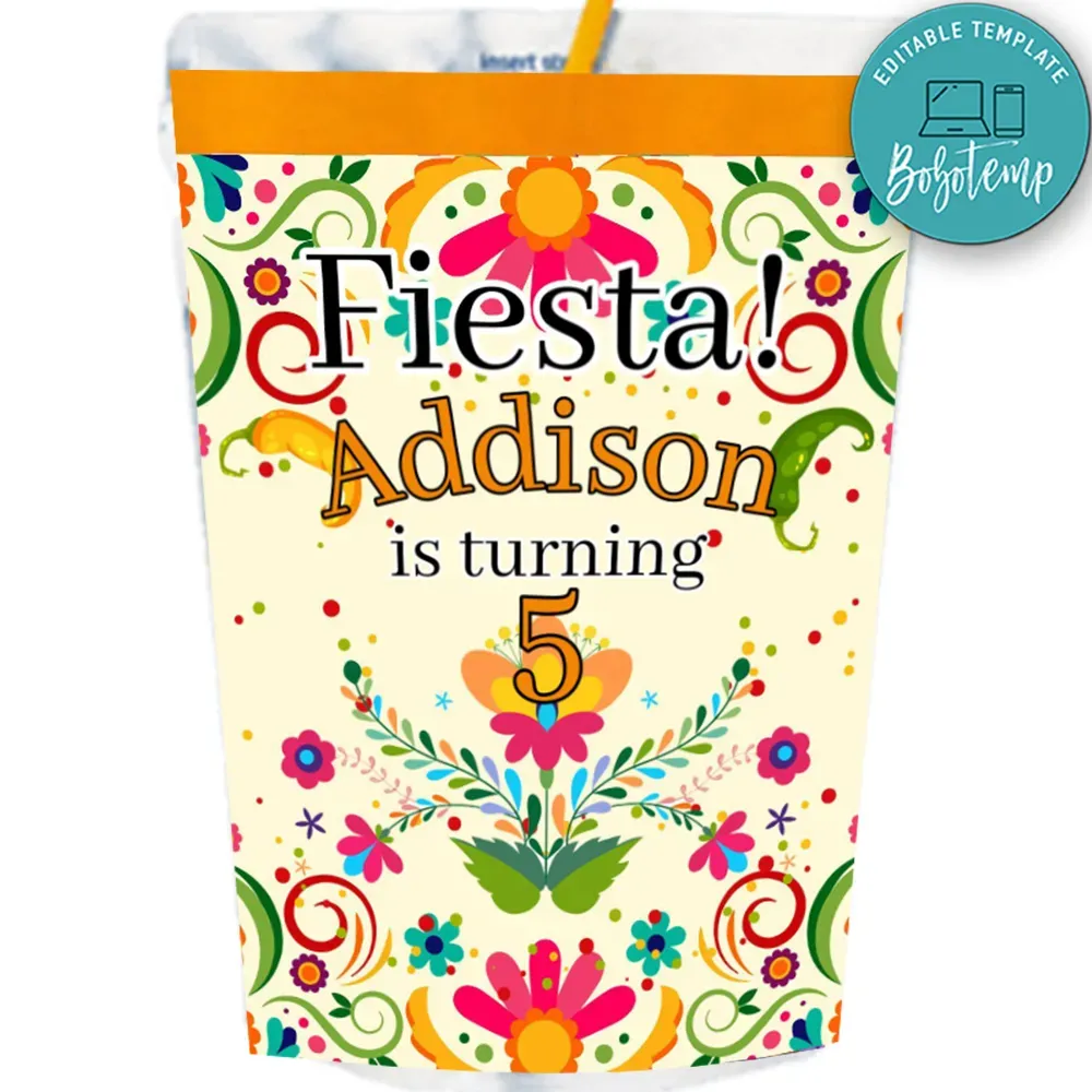 Fiesta Mexico Capri Sun Labels Digital File Printable | Bobotemp