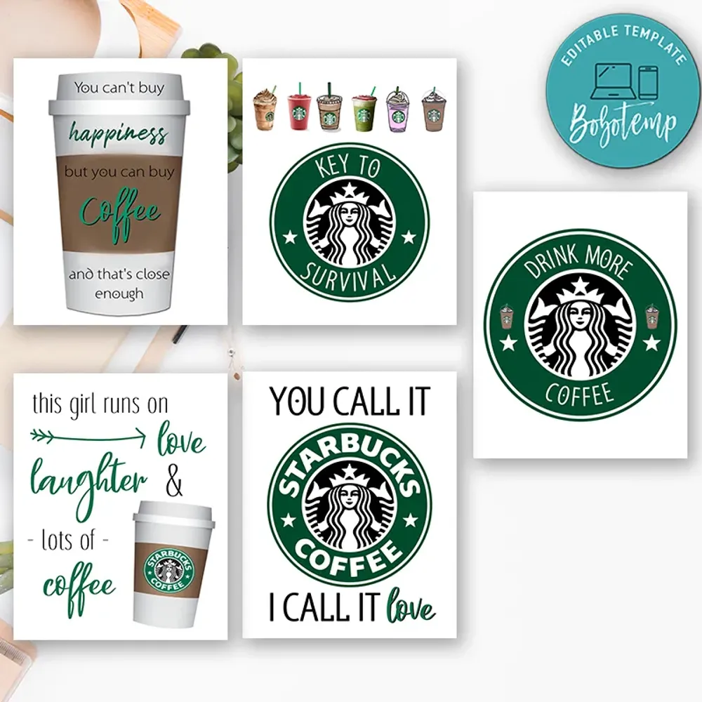 Printable Starbucks Coffee Party Signs Instant Download | Bobotemp