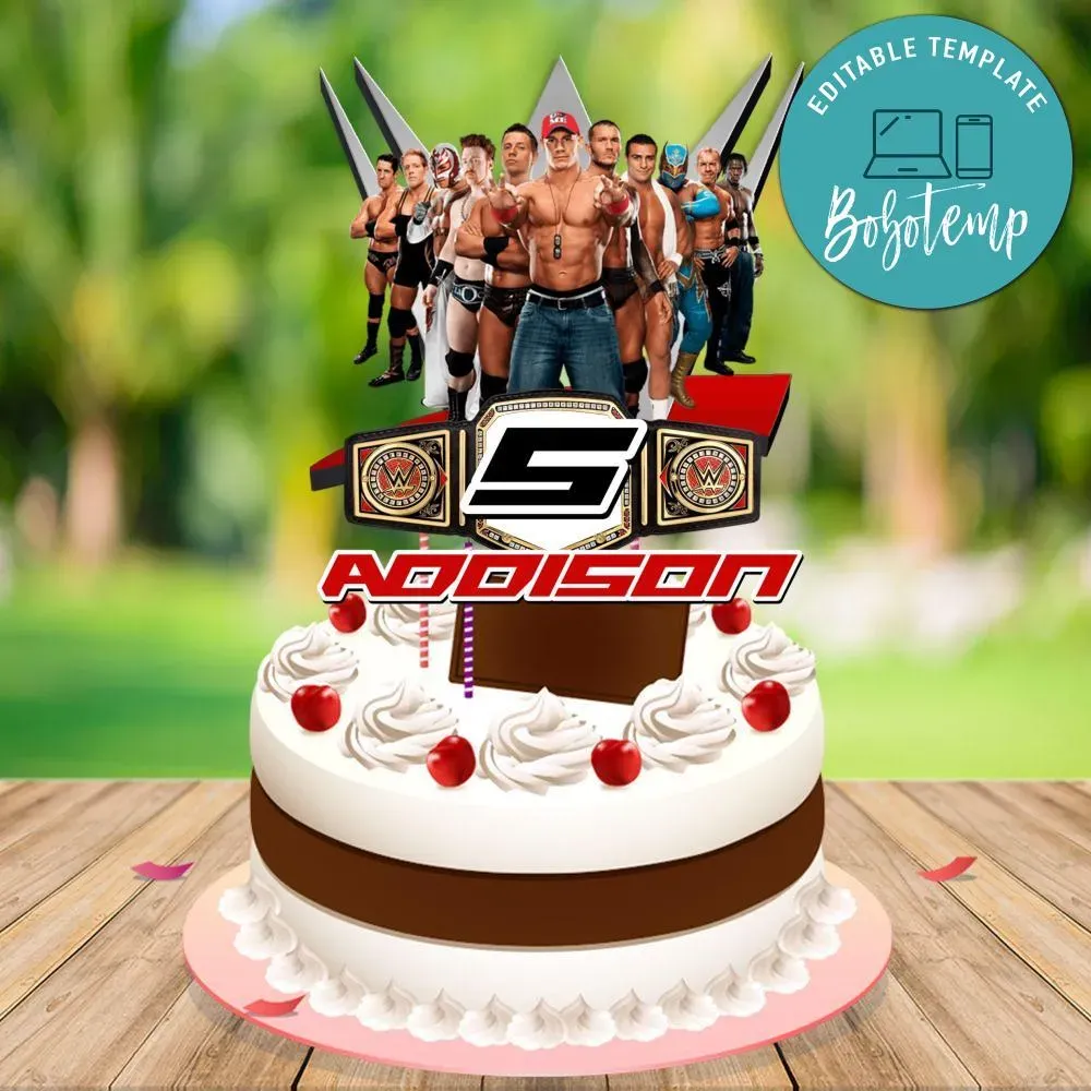 Wwe Birthday Cake Topper Template Printable Diy Createpartylabels