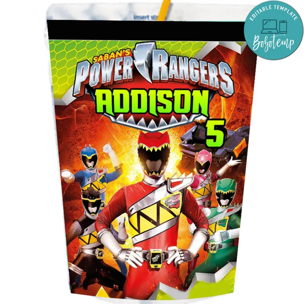 Power ranger Capri Sun Labels Digital File Printable | Bobotemp