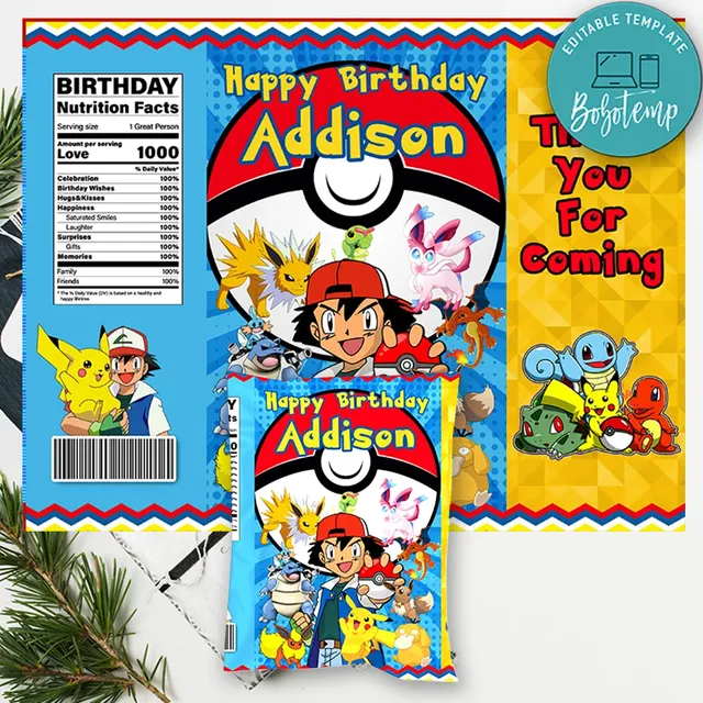Pokemon Paper Bag Label Pokemon Digital Party Bag For Any Event Pokemon ...