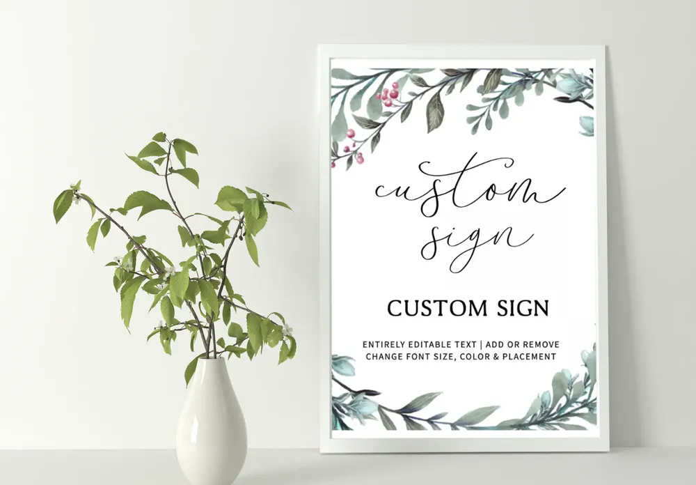 Printable BoHo Wreath Custom Sign Editable | Bobotemp