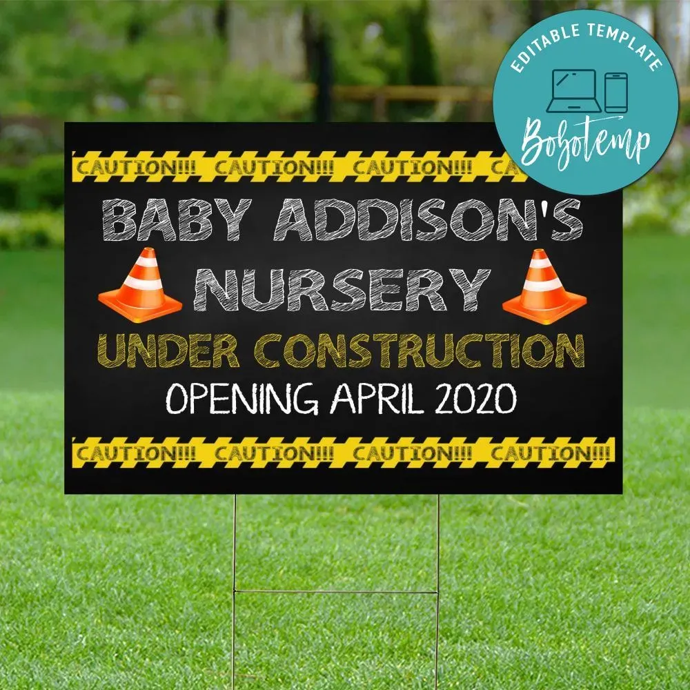 Nursery Under Construction Yard Sign | Bobotemp