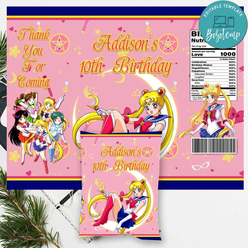Sailor moon Chip Bag Digital File Printable DIY | Bobotemp