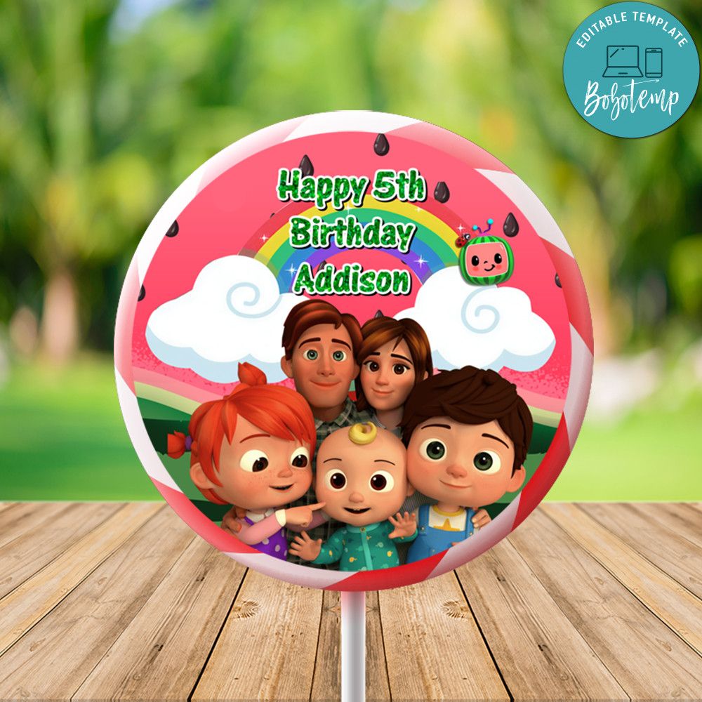 Cocomelon Large Lollipop Labels Digital File Printable DIY | Bobotemp