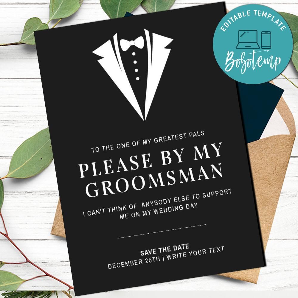 Groomsmen invite Customizable Template Instant Download | Bobotemp