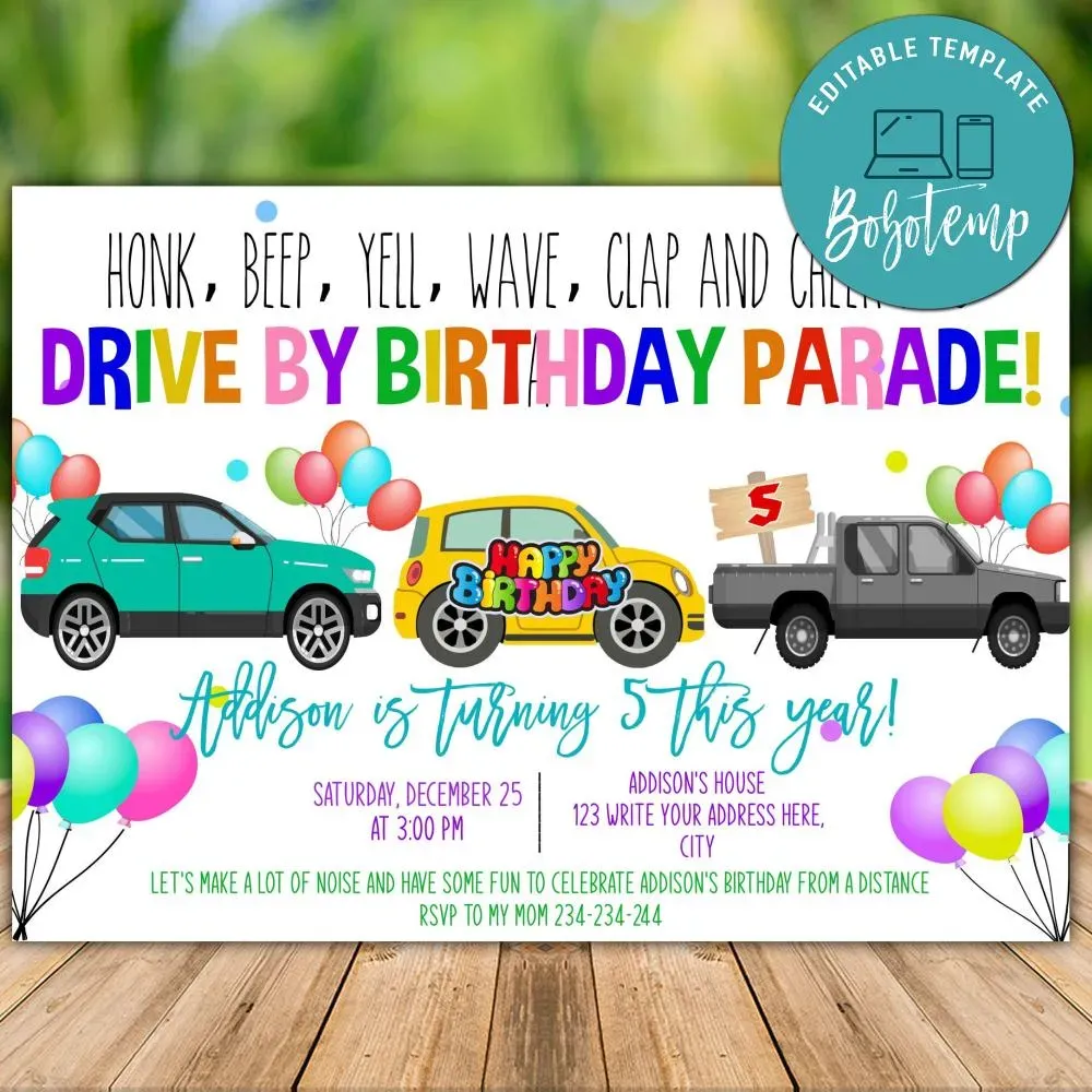 Printable Car Parade Social Distancing Flyer Template DIY | Bobotemp