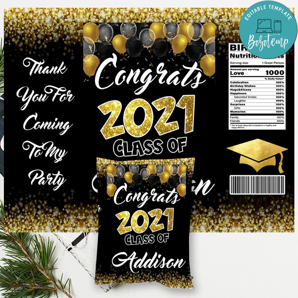 Graduation Class of 2021 Chip Bag Digital File DIY | Bobotemp