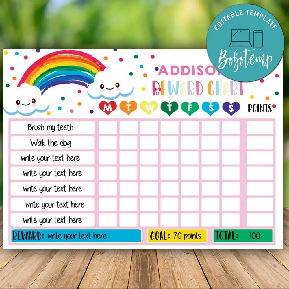 Printable Kids Rainbow Routine Chart Instant Download | Bobotemp
