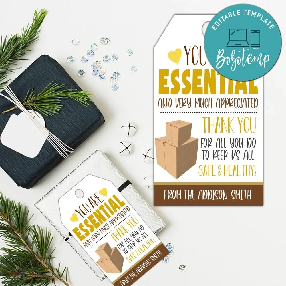 Essential Workers Appreciation Gift Tag Printable DIY | Bobotemp