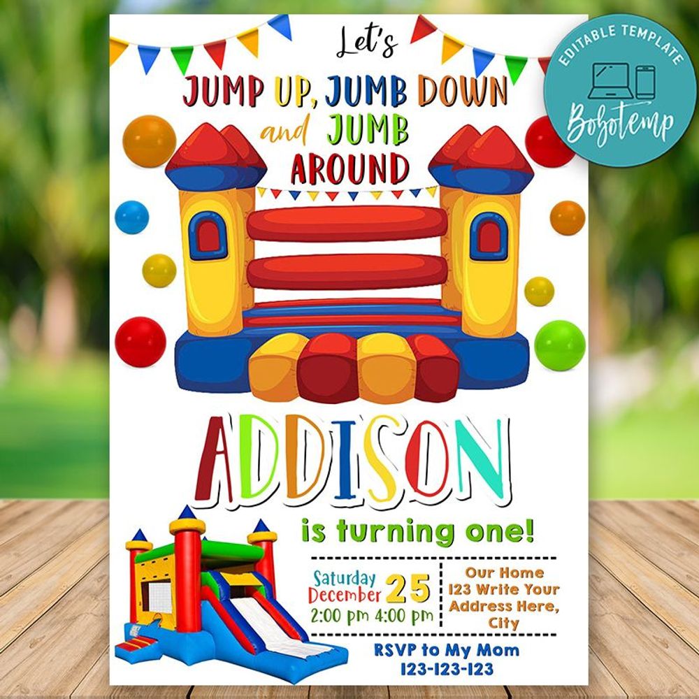 Editable Bounce House Birthday Invitation Instant Download 