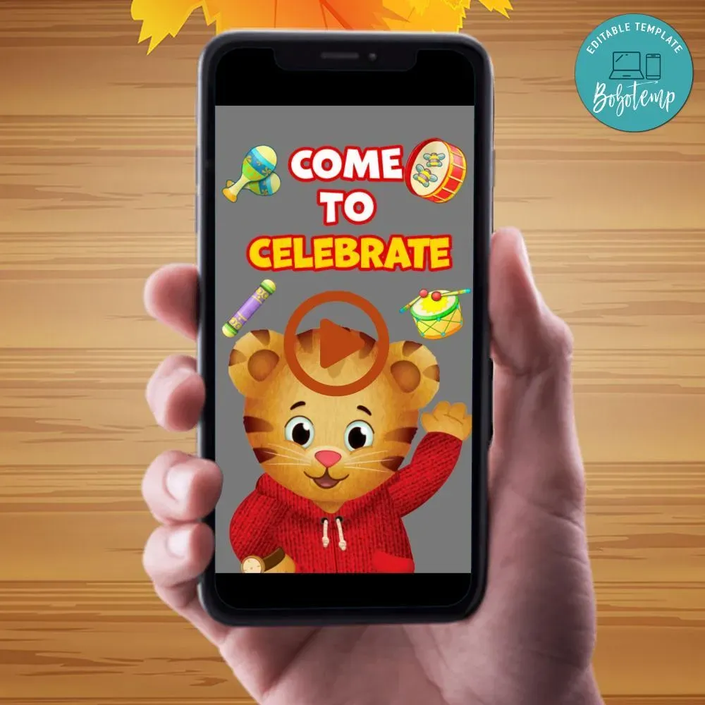 Daniel Tiger Video Invitation Digital Template Customizable DIY | Bobotemp