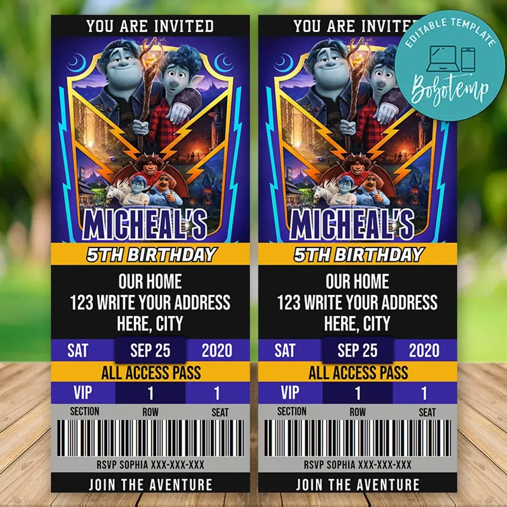 Editable Onward 2020 Ticket Birthday Flyer Instant Download | Bobotemp