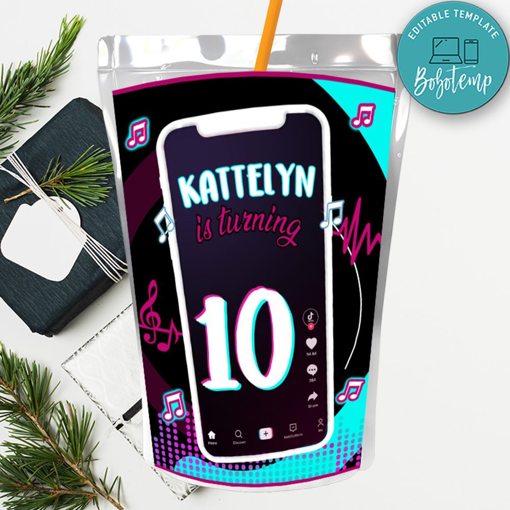 Paper, Party & Kids Tik Tok Capri Sun labels digital labels printable ...