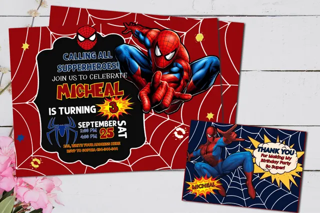 Barbie Mermaid And Spiderman Invitation Customizable Template DIY 