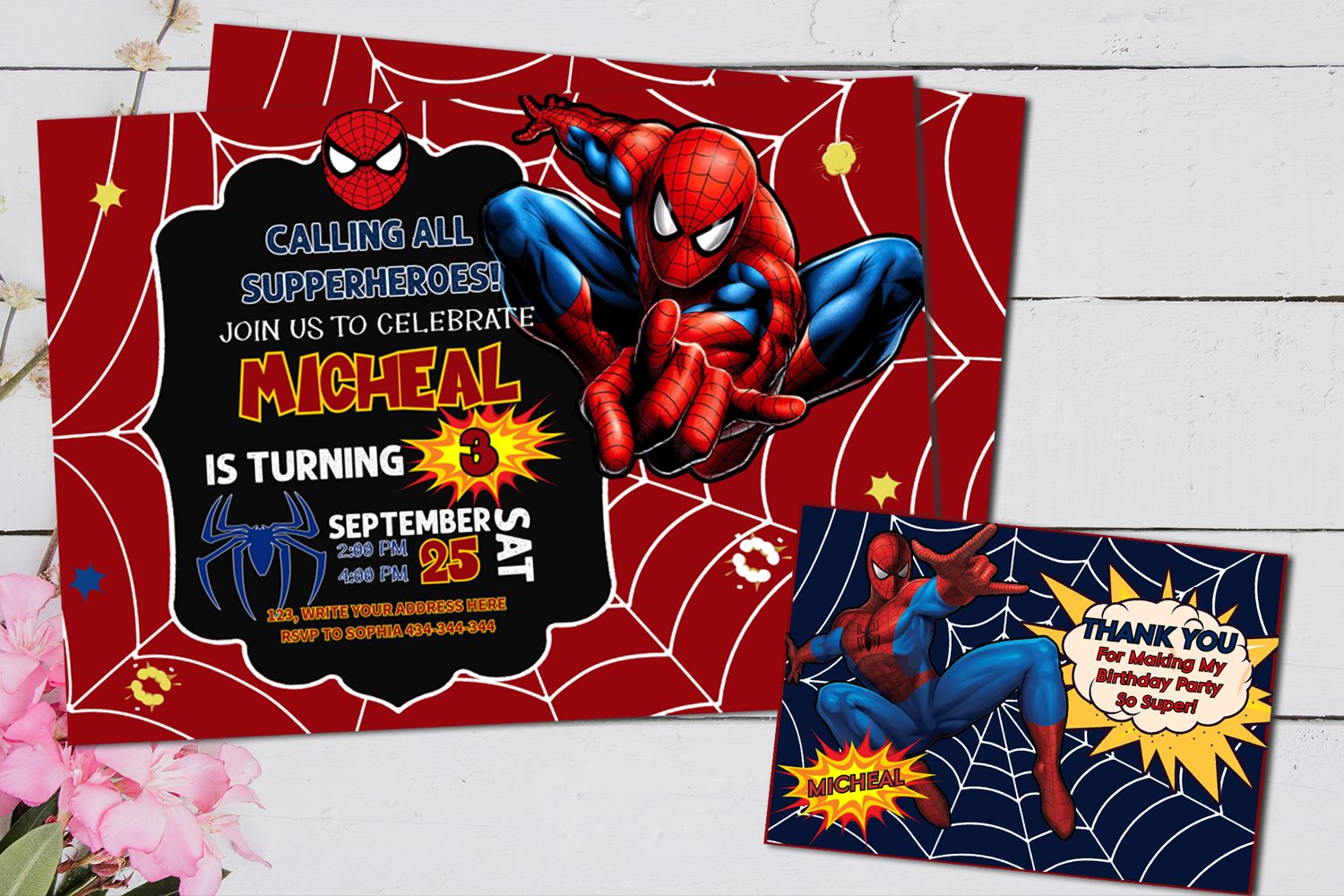 Editable Spiderman Superhero Birthday Invitations DIY Createpartylabels