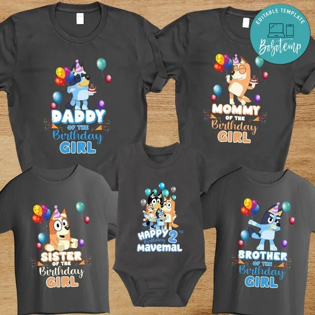Family Shirts Bluey Characters Birthday Shirt Bluey Dad Mom Bluey 