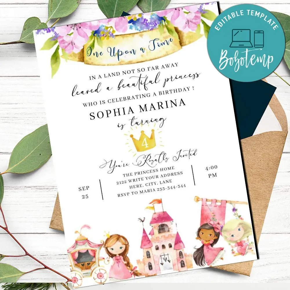 Castle invitation Customizable Template DIY | Bobotemp