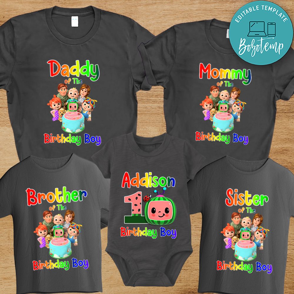 Cocomelon First Birthday Family Matching Party Shirts Bobotemp