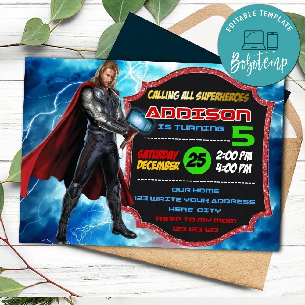 Thor Ragnarok Invitation Template to Print at Home | Bobotemp