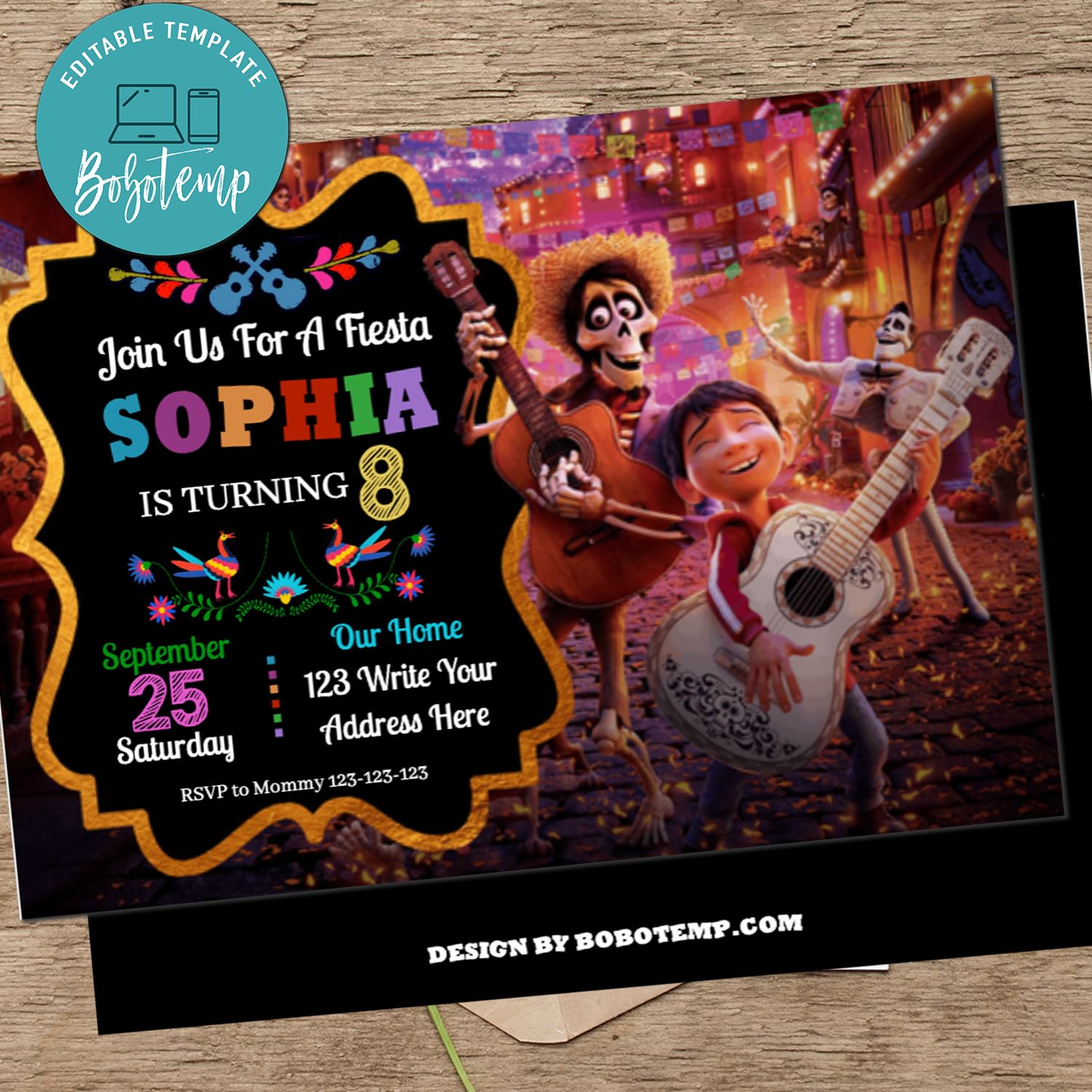 Coco Fiesta Birthday Flyer Printable - Dia De Los Muertos | Bobotemp