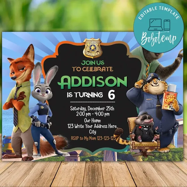 Invitations & Announcements Zootopia Invitation Zootopia Birthday ...