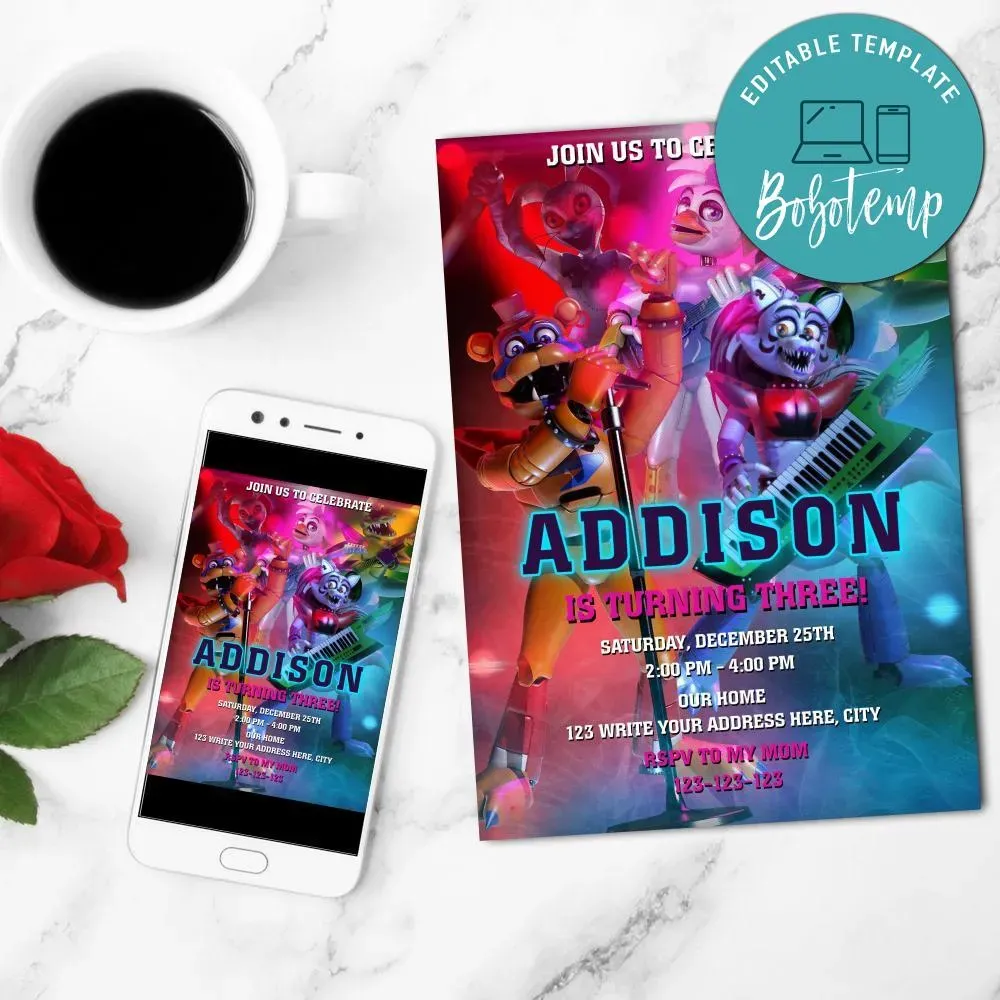 Five Nights at freddy's security Invitation Printable Template | Bobotemp