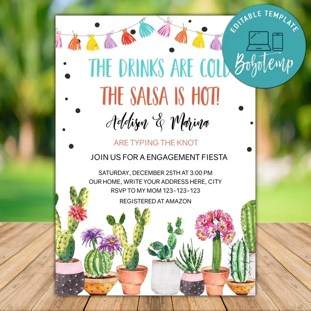 Printable Engagement Fiesta Invitation Template Instant Download | Bobotemp