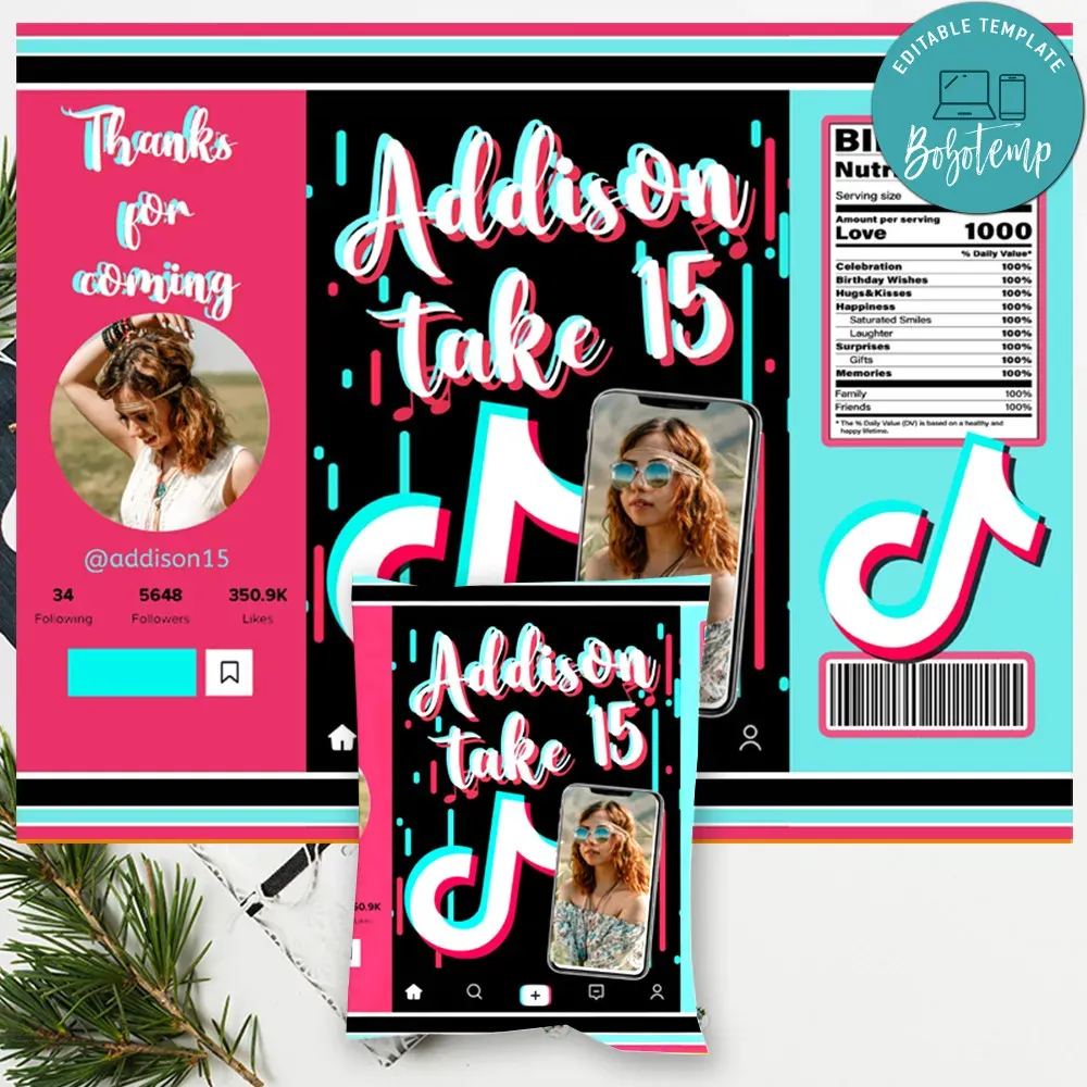 Tik tok Chip Bag Custom Photo Digital File Printable DIY | Bobotemp