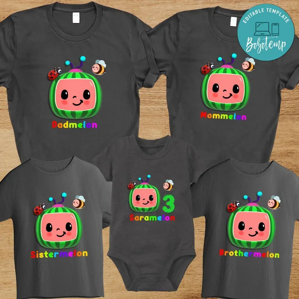 Cocomelon Family Matching Birthday Party Vacation Shirts | Bobotemp
