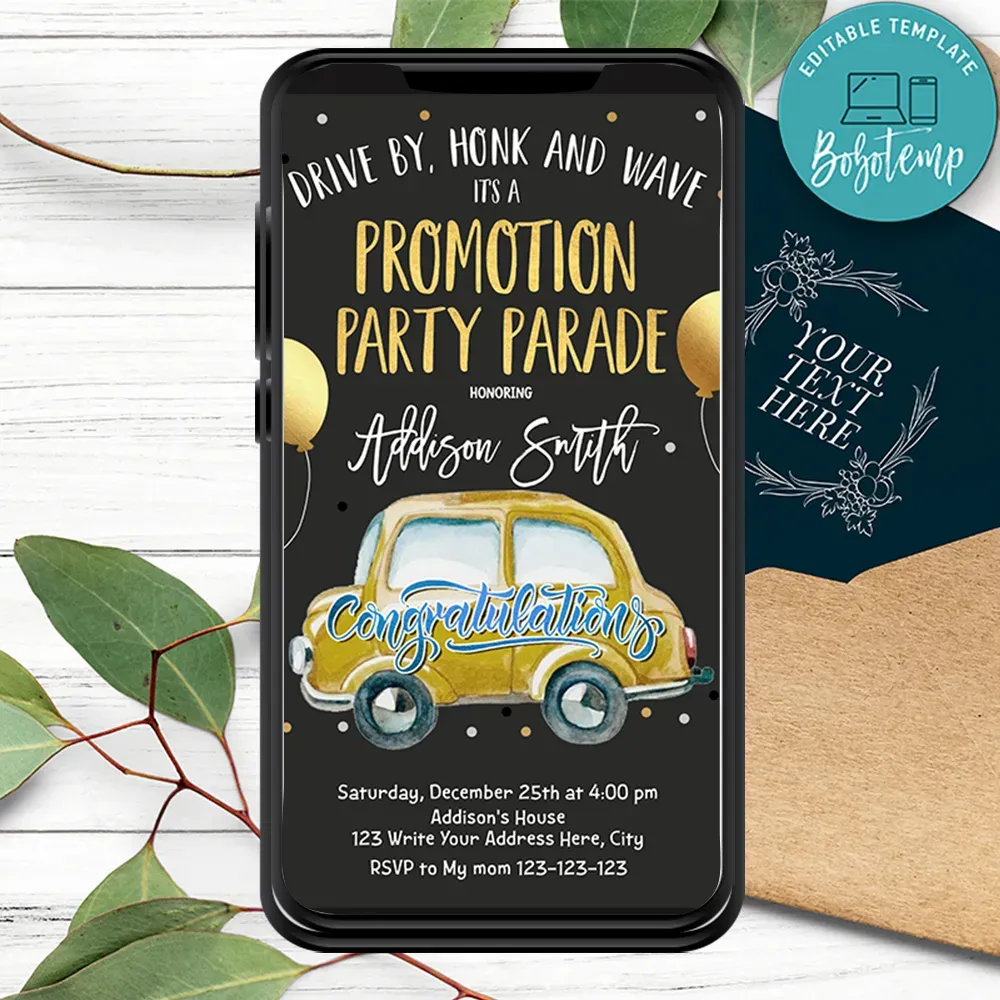 Mobile Drive By Promotion Party Parade Electronic Invite Invitation ...